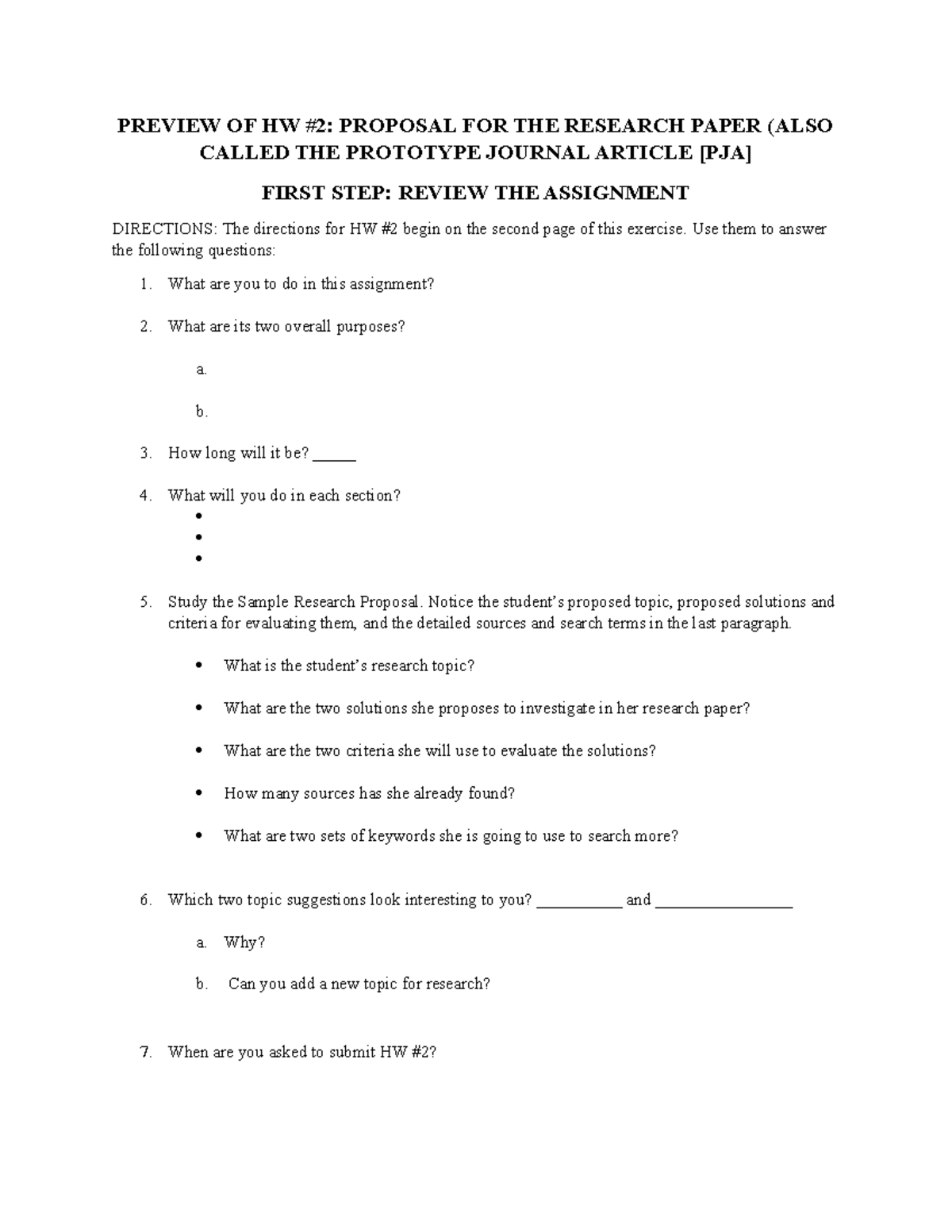 HW #2 Preview - hw2 - PREVIEW OF HW #2: PROPOSAL FOR THE RESEARCH PAPER ...