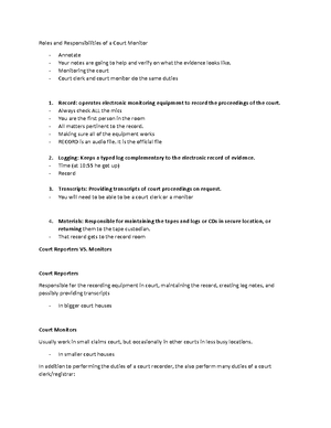 Roles and Responsibilities of a Court Monitor - Roles and ...