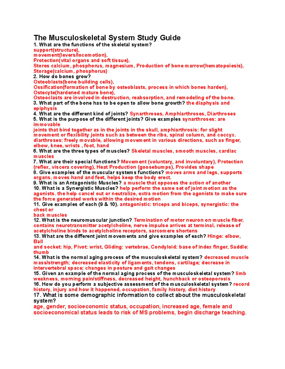 Musculkeletal - Musculoskeletal - The Musculoskeletal System Study ...