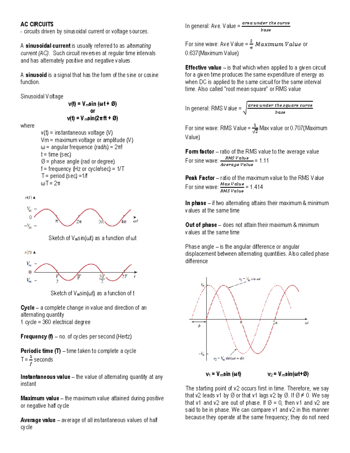 AC Circuits - AC CIRCUITS circuits driven by sinusoidal current or ...