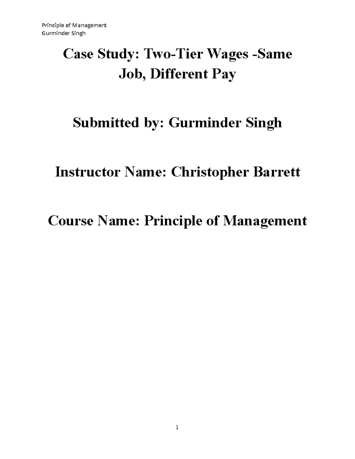 Two Tier - Individual Case Study - Case Study: Two-Tier Wages -Same Job ...