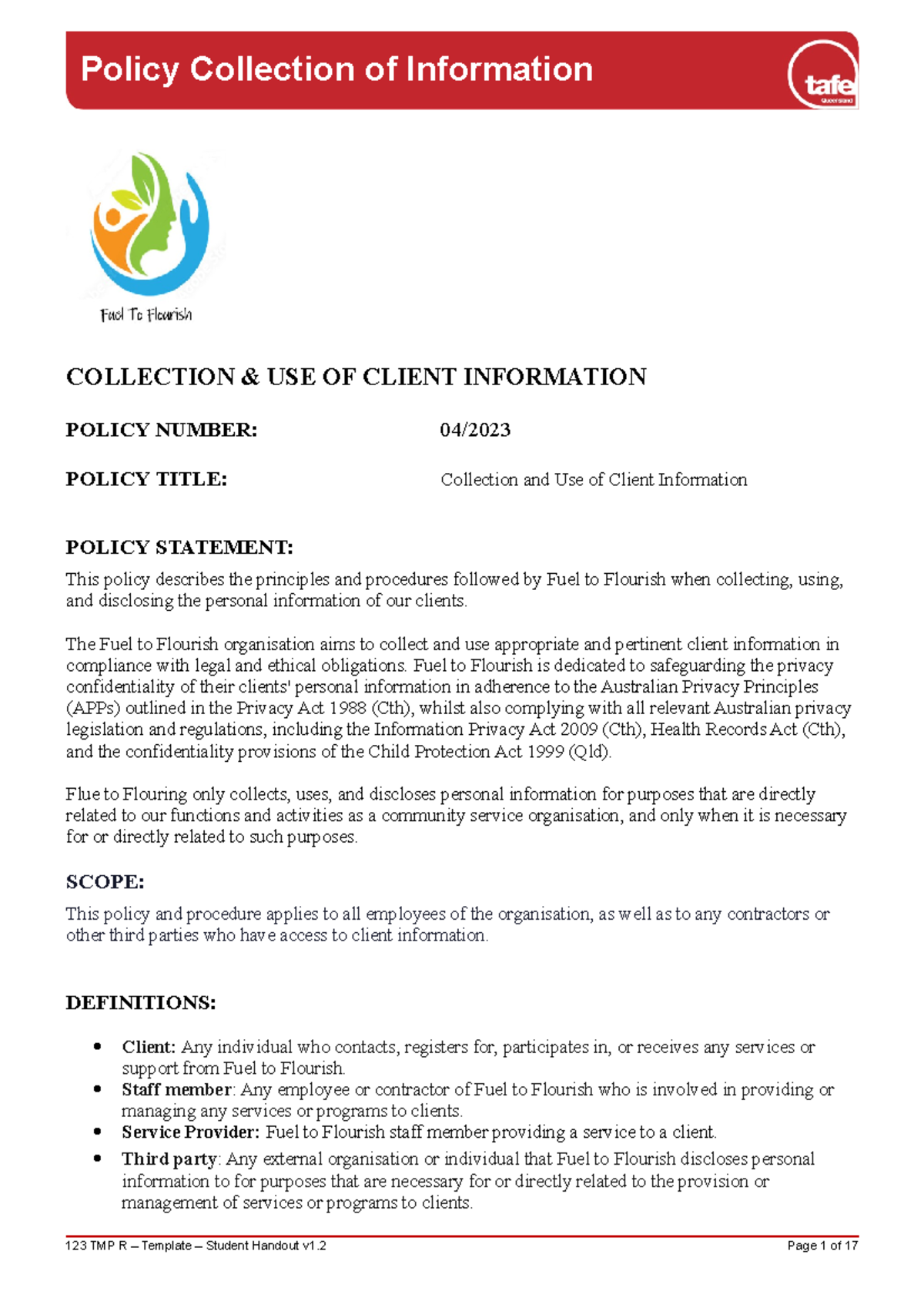 BOTH Policies ... - policy and procedure for client record managment ...