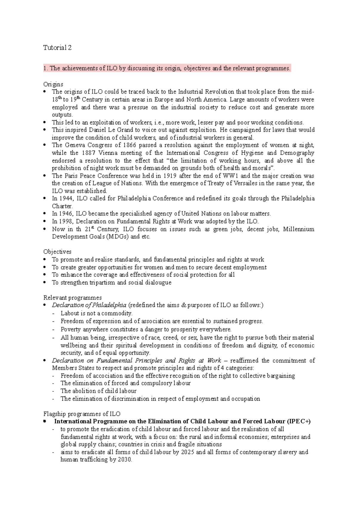 Tuto 2 ILO - tuto - Tutorial 2 The achievements of ILO by discussing ...