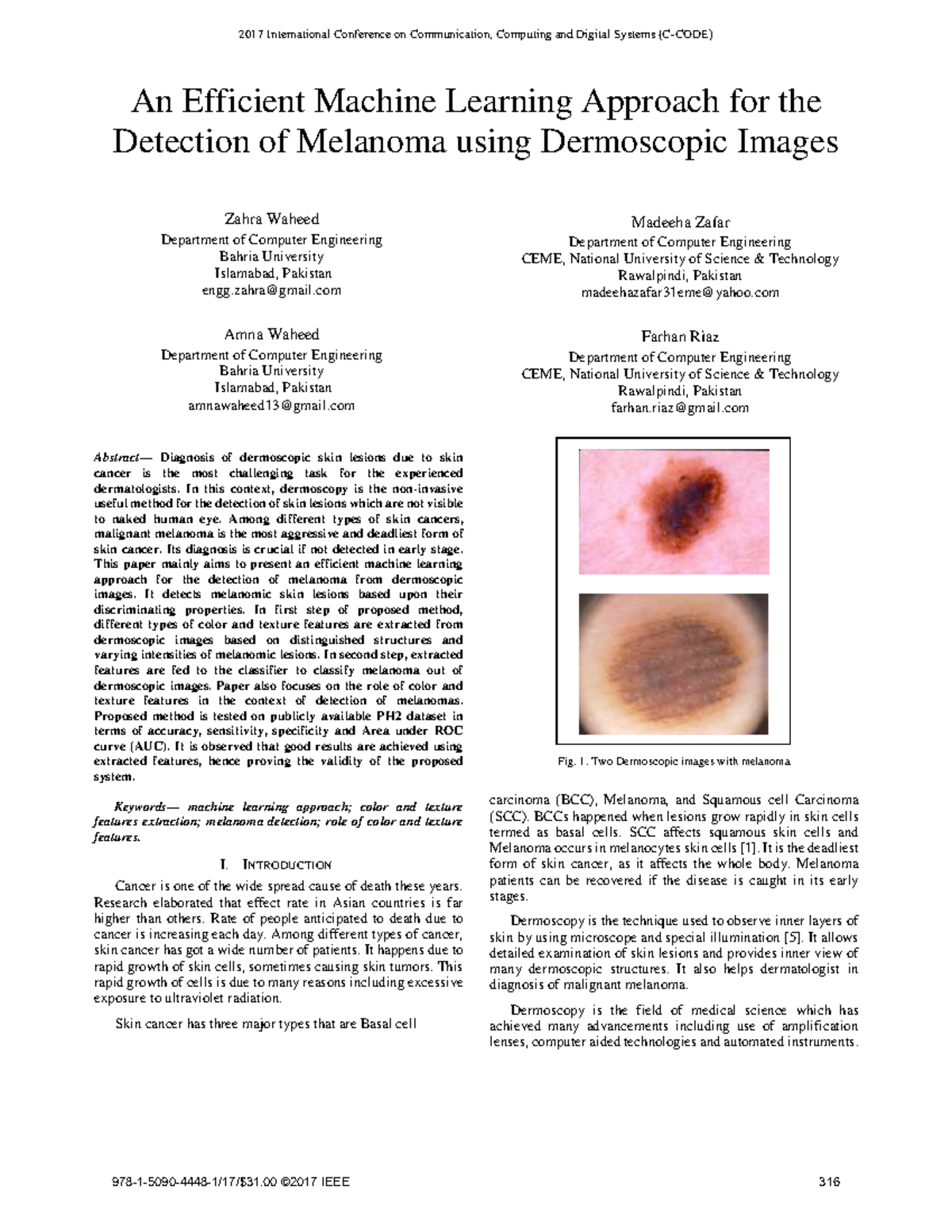 An Efficient Machine Learning Approach for the Detection of Melanoma ...
