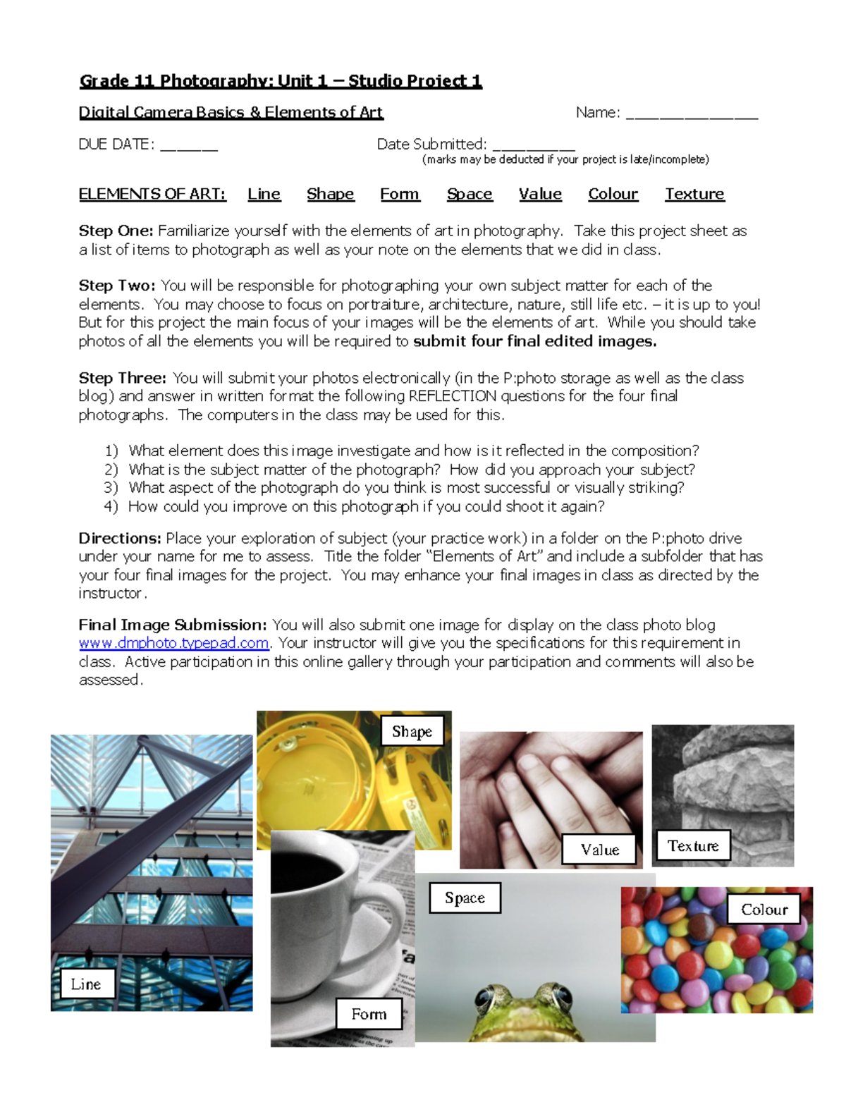 Unit 1 studio project elements of art 1 - Grade 11 Photography: Unit 1 ...