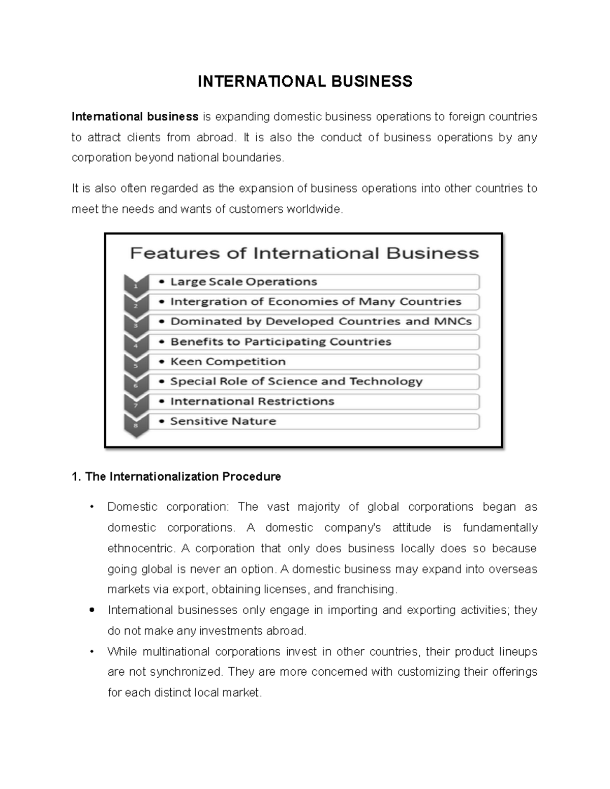 International Business - INTERNATIONAL BUSINESS International business ...