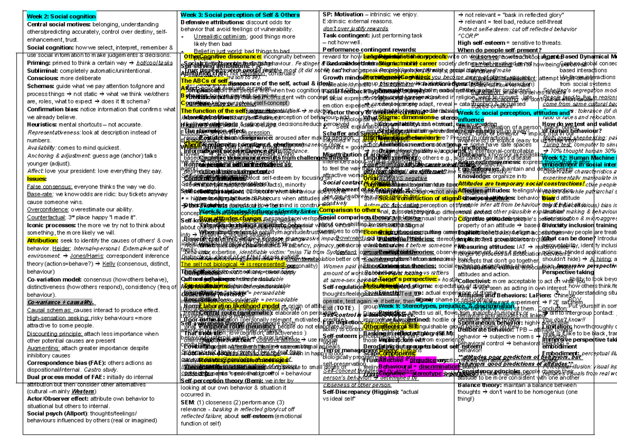 PSYU3333 Cheat Sheet - Other’s influence Social: getting people to do ...