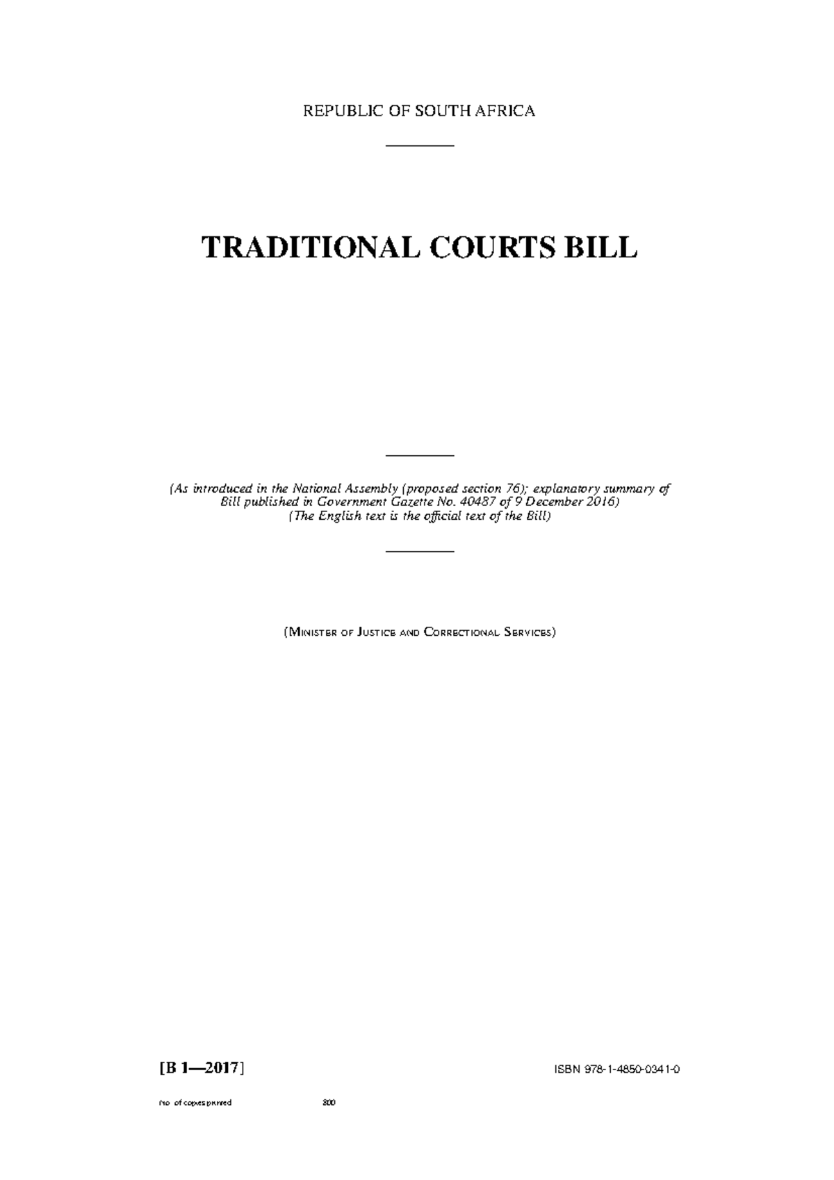 2017-Traditional Courts Bill - REPUBLIC OF SOUTH AFRICA TRADITIONAL ...