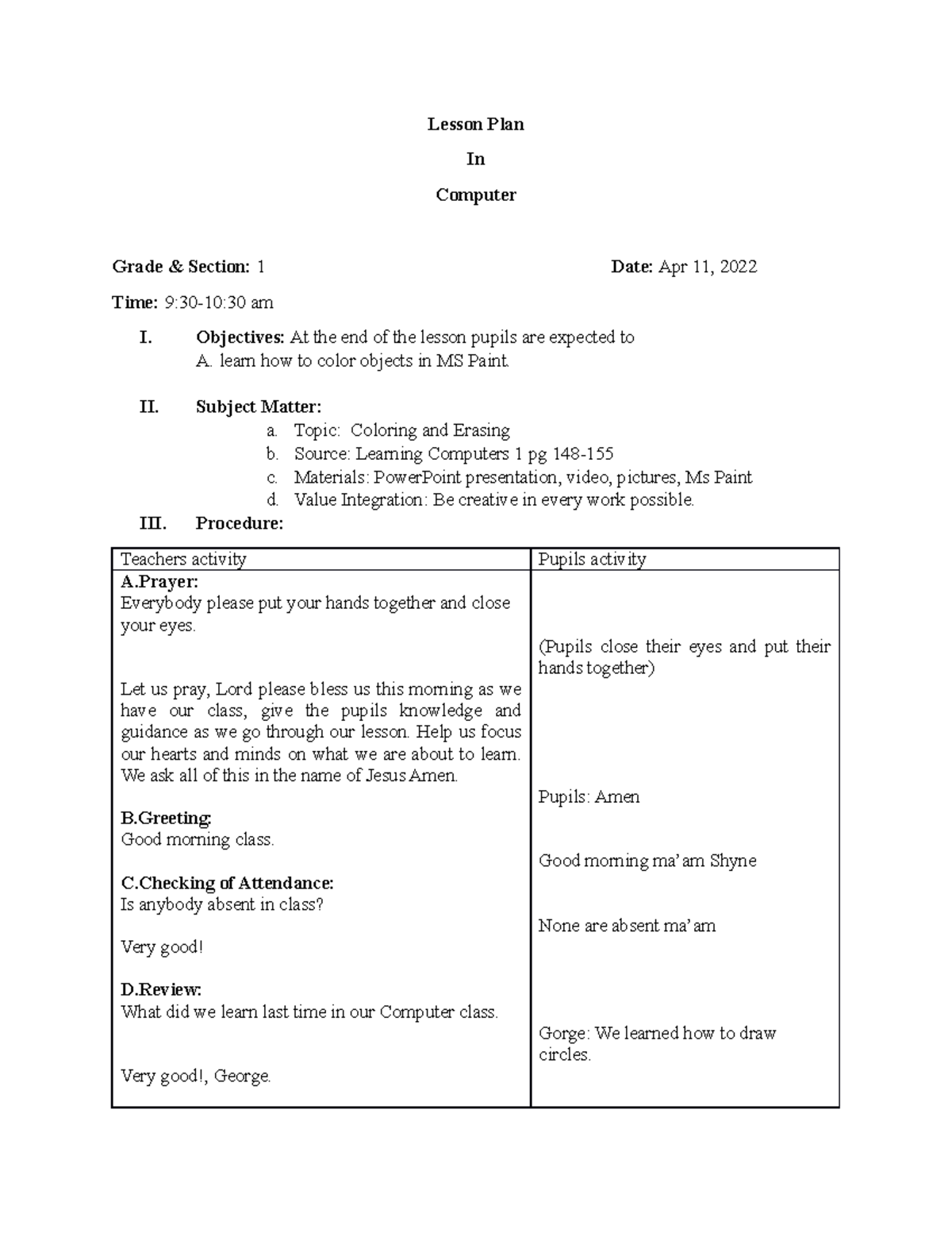 COMP 1 WEEK 3 - learn computer - Lesson Plan In Computer Grade ...