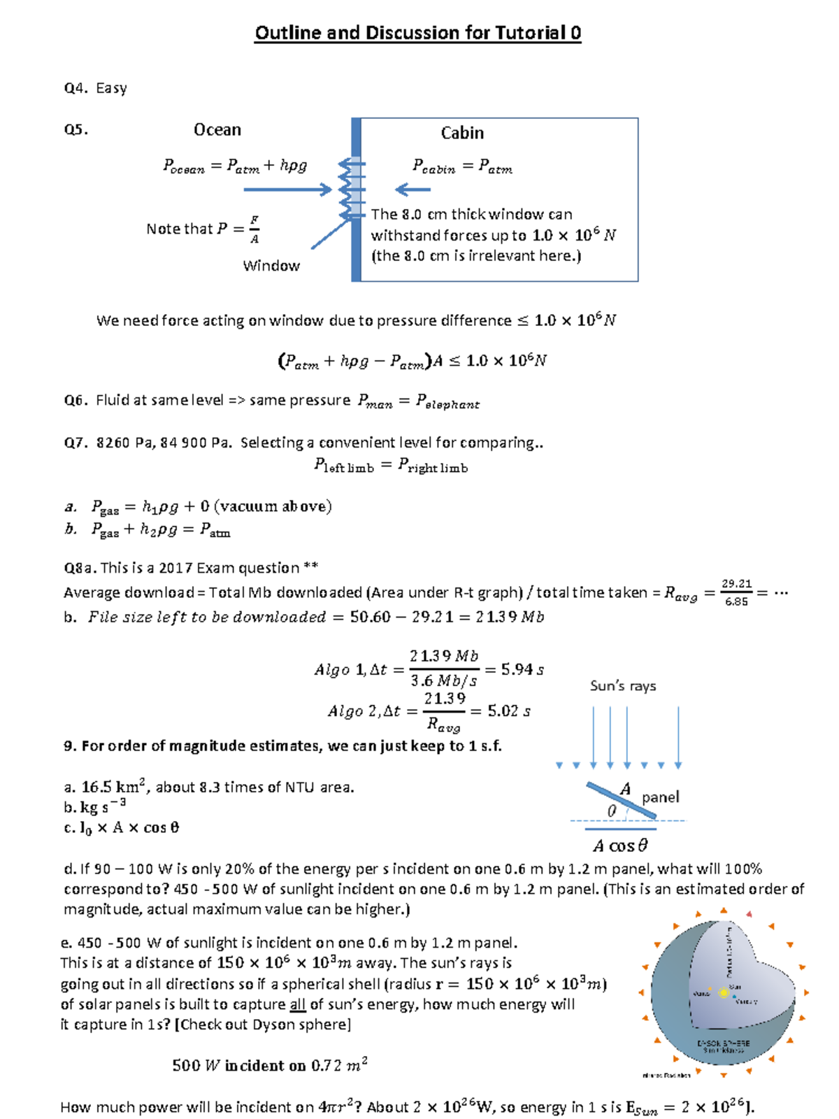 2022 - Tutorial 0 Outline and Discussion (updated) - Q4. Easy Q5 ...