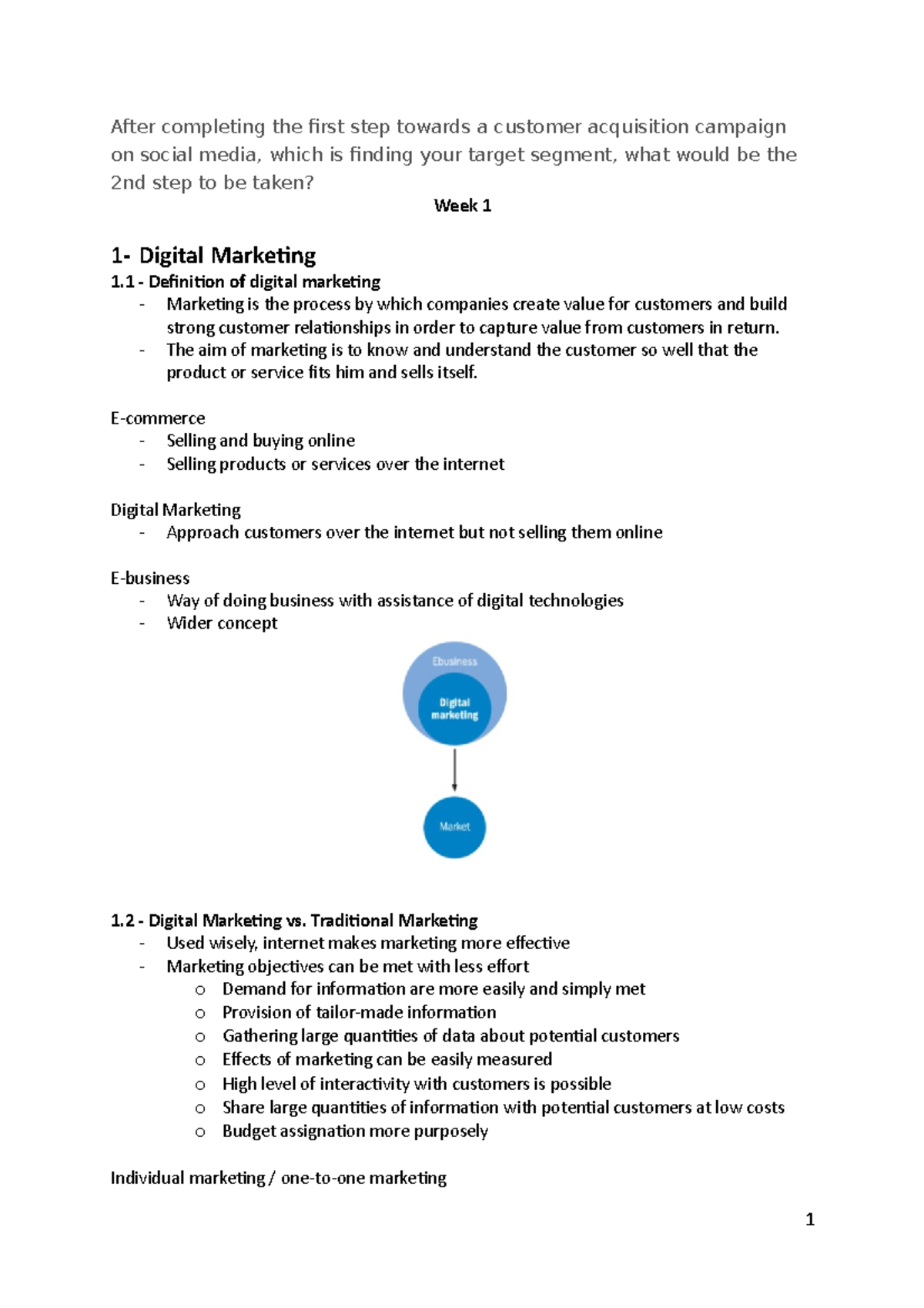 Digital Marketing Summary - After completing the first step towards a ...