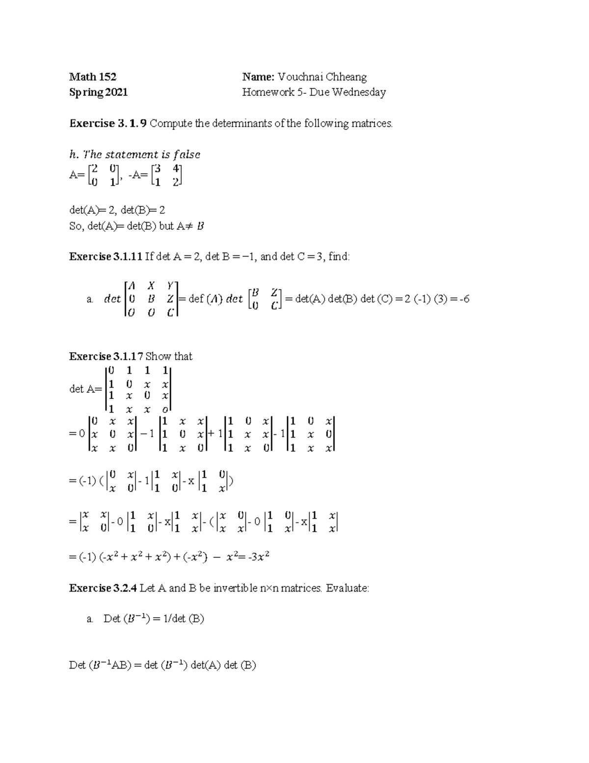 Math 152 Homework 5 - Math 152 Name: Vouchnai Chheang Spring 2021 ...