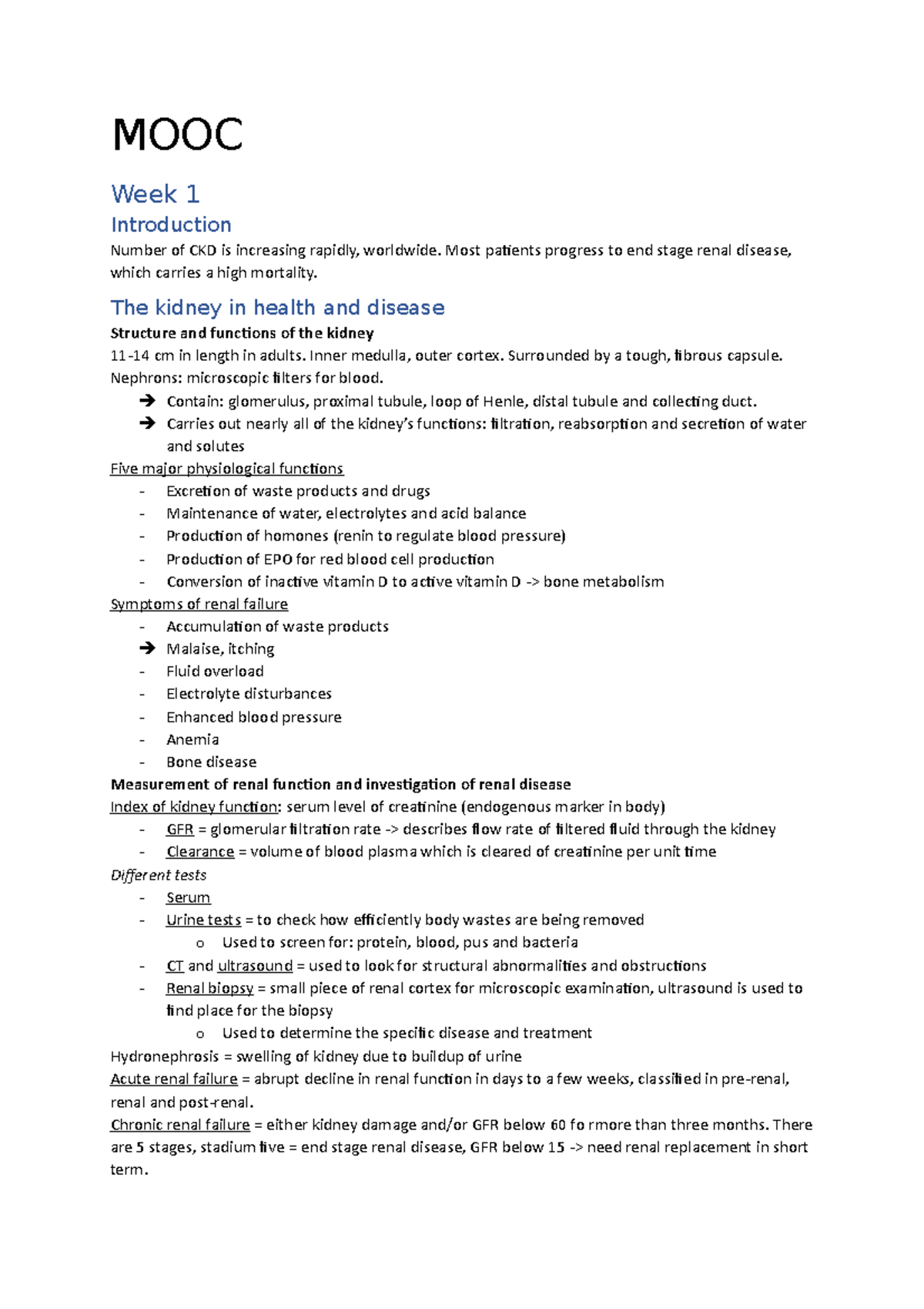MOOC - Aantekeningen gemaakt bij de MOOC cursus - MOOC Week 1 Introduction Number of CKD is ...