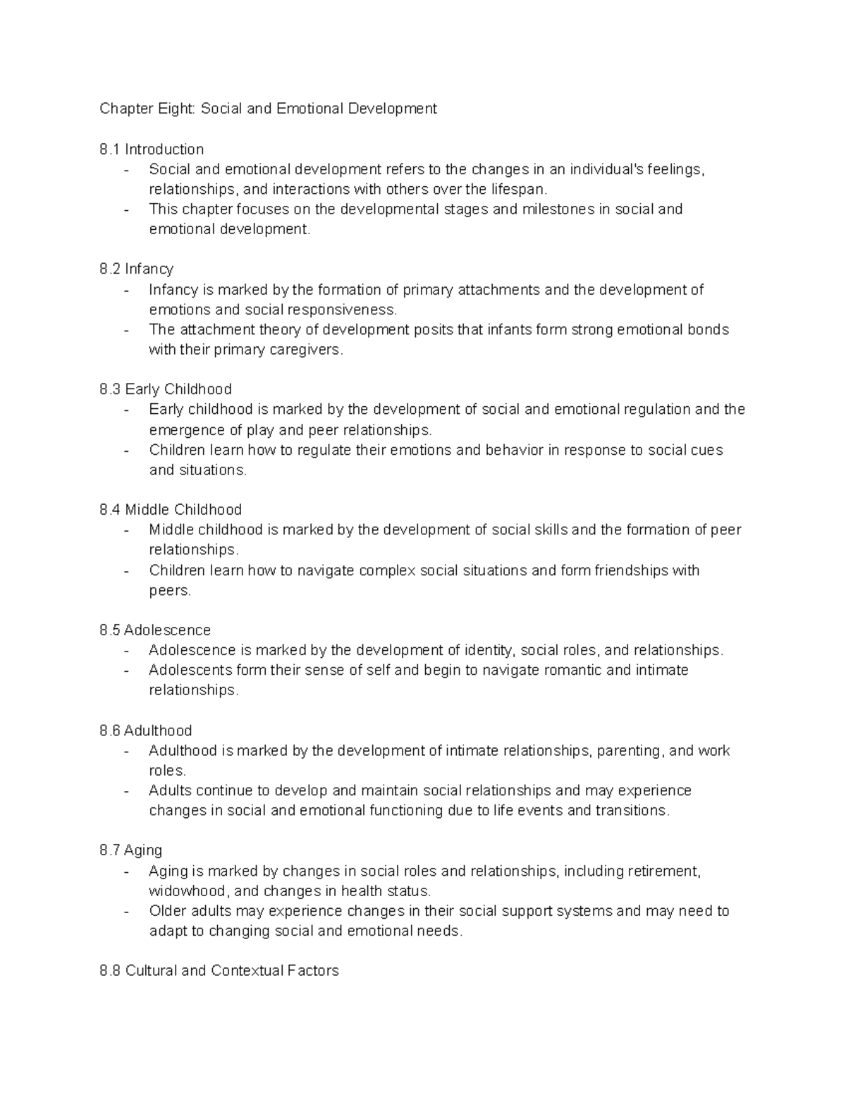 Chapter Eight: Social and Emotional Development - This chapter focuses ...