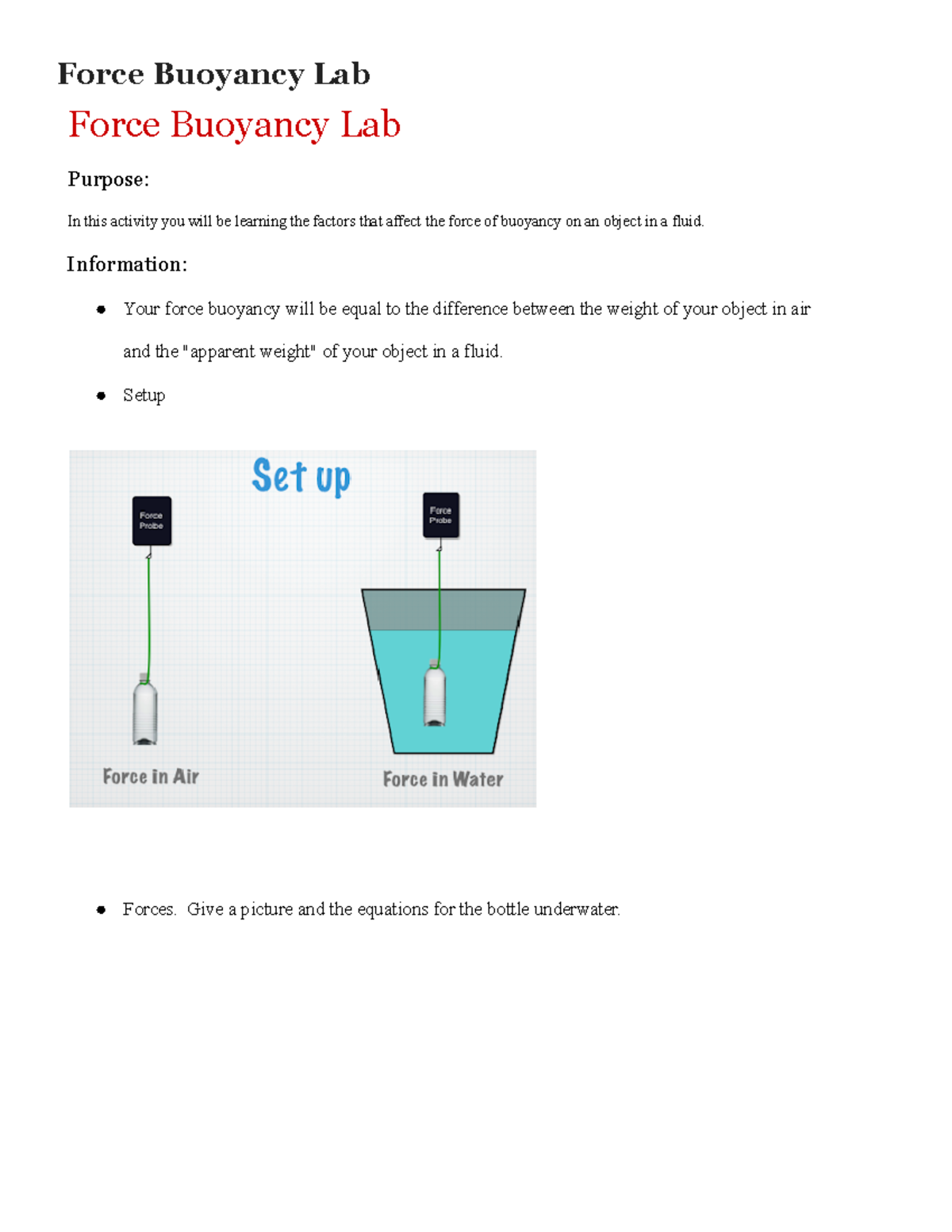 Virtual Force Buoyancy - Force Buoyancy Lab Force Buoyancy Lab Purpose ...