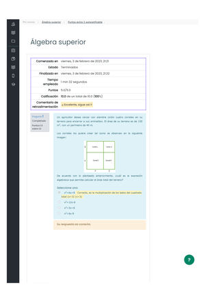Examen semana 4 8 de 10 - Álgebra superior Mis cursos Álgebra superior Modalidad de exámenes ...