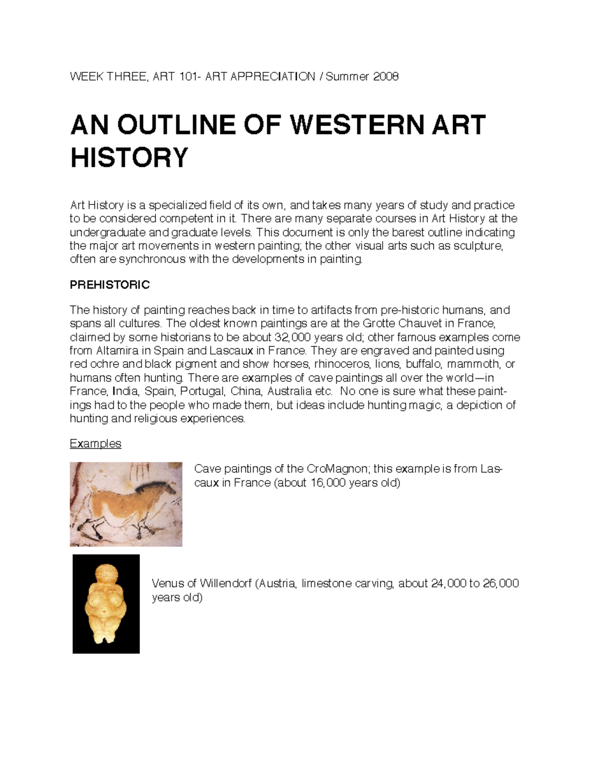 57242750 Western Art History - WEEK THREE, ART 101- ART APPRECIATION ...