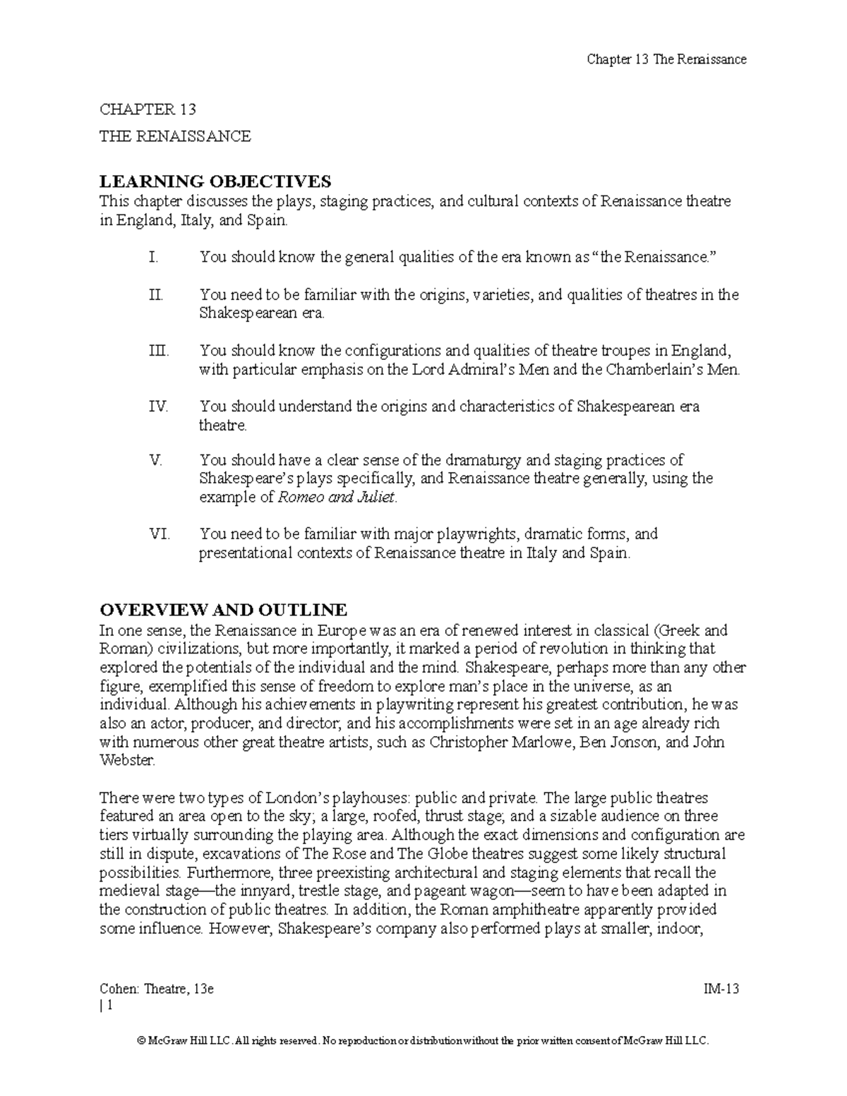 Chapter 13 Notes - Covers the Renaissance Era - CHAPTER 13 THE ...