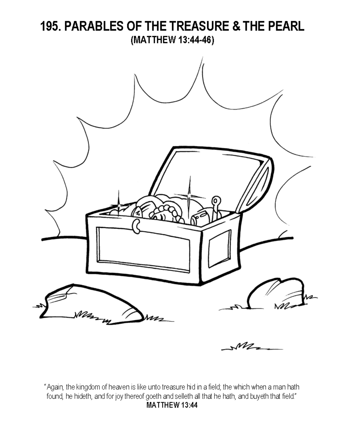 Bible Story 195 Parable OF THE Treasure & THE Pearl Color - “Again, the ...