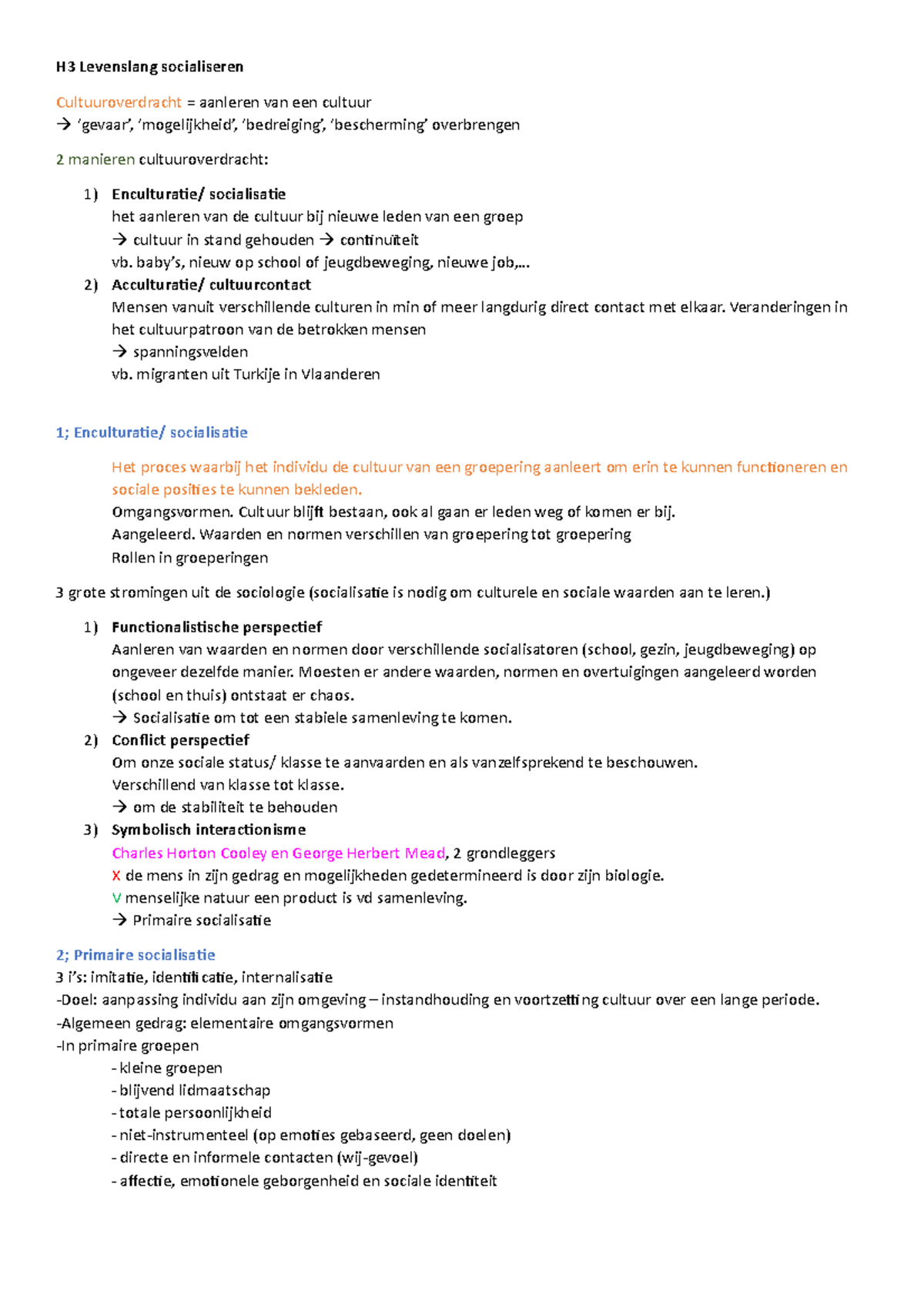 Gedragswetenschppen: H3: levenslang socialiseren - H3 Levenslang ...