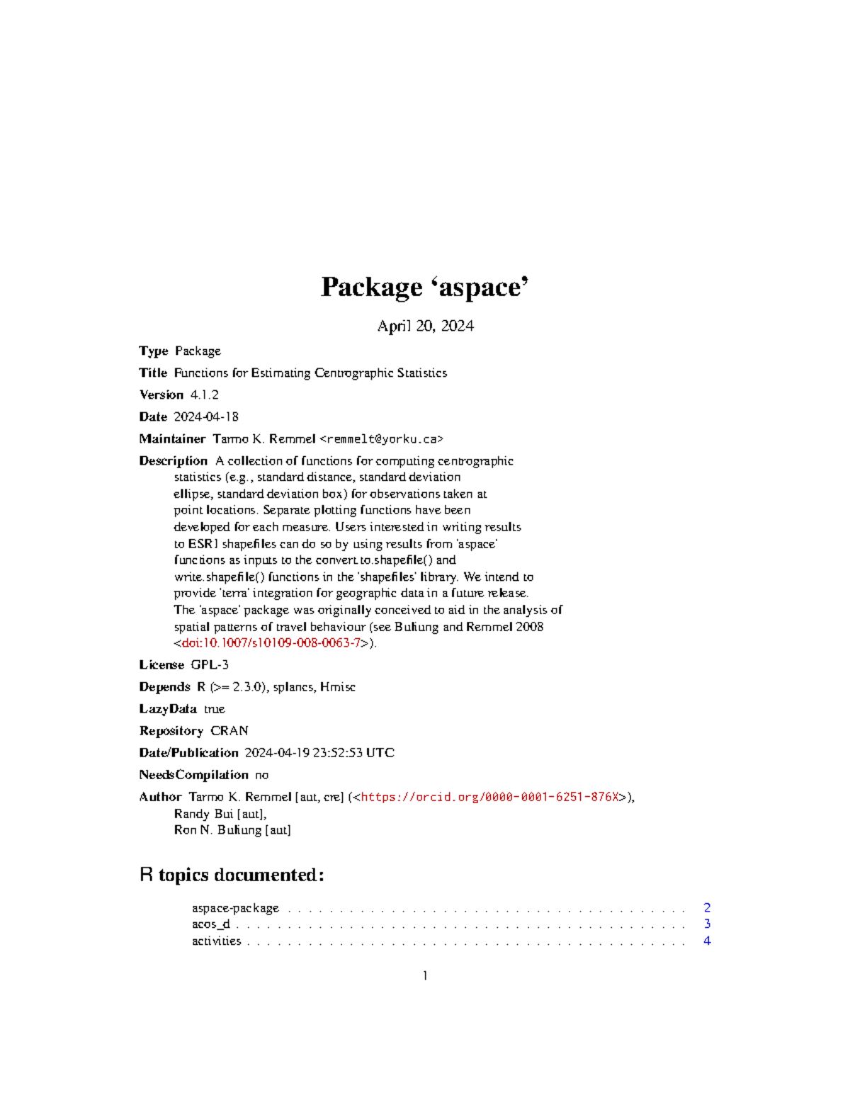 Aspace - Package ‘aspace’ April 20, 2024 Type Package Title Functions ...