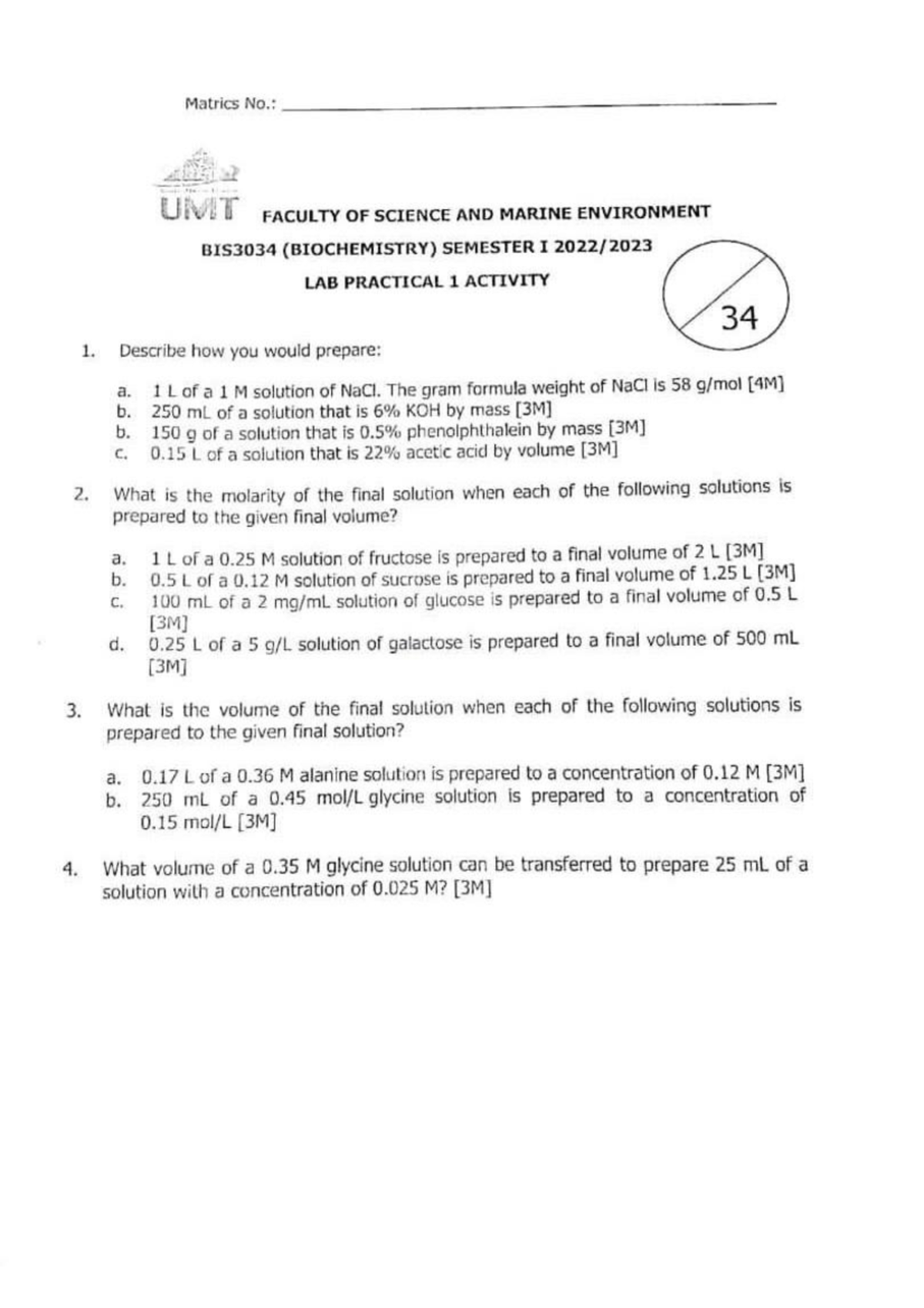 LAB Practical Exercise - Biokimia - Studocu