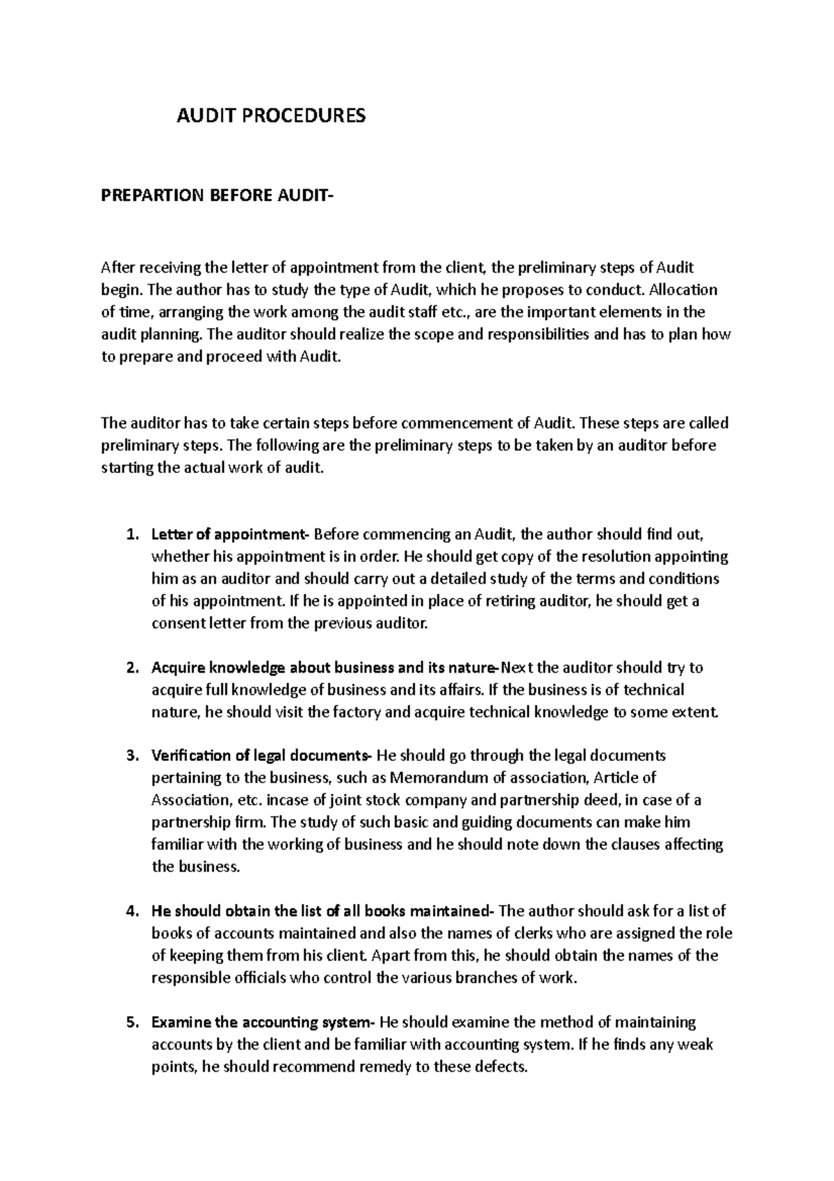 Audit Procedures - Auditing - Studocu