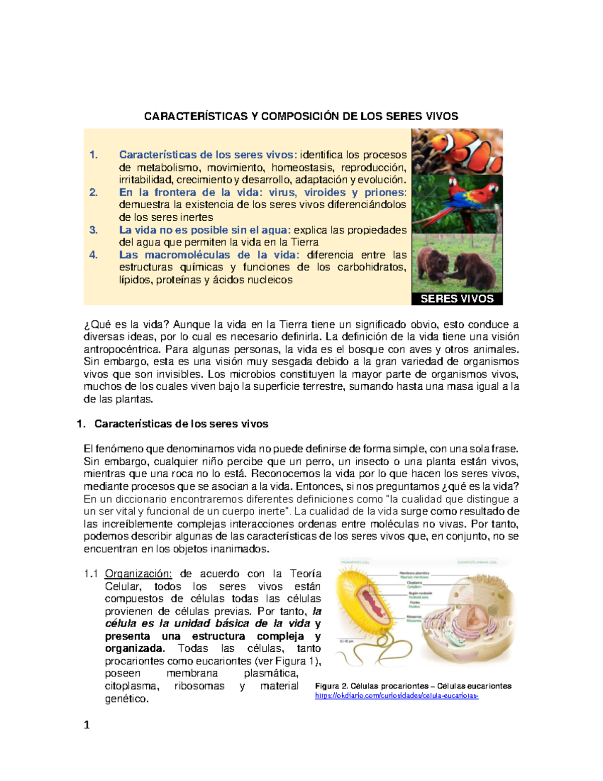 Características y composición de los seres vivos - MA526_Biología Ambiental Unidad 1 – Tema 1 ...