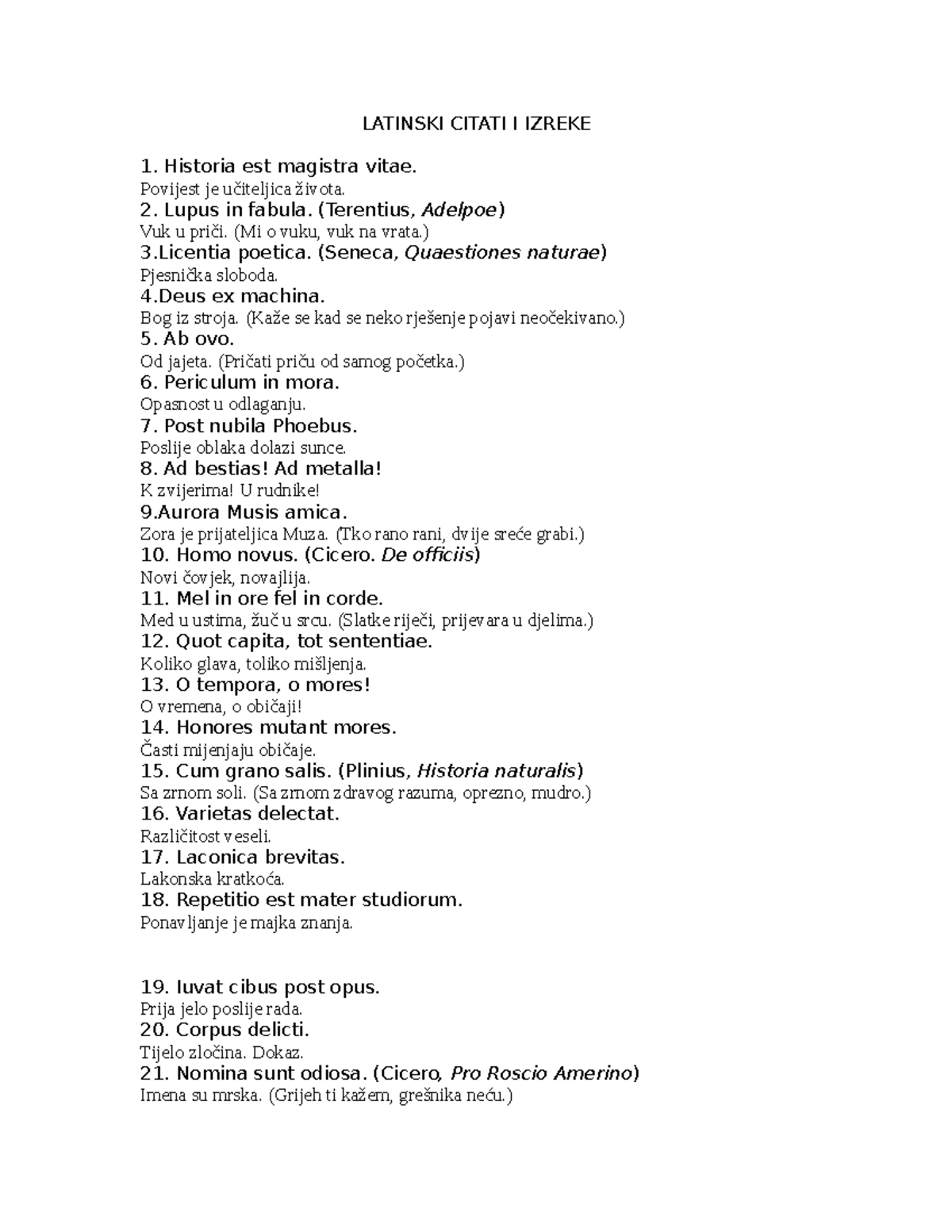Latinske izreke i citati 616749771 - LATINSKI CITATI I IZREKE Historia ...