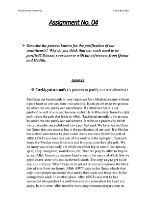 Islamic studies assignment - Islamic Studies Assignment 1 Submitted To ...