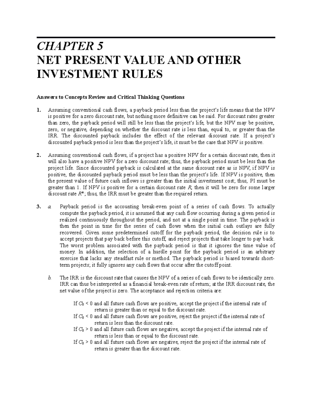 Chapter-5 - Chapter 5 solutions for MBA 220 - CHAPTER 5 NET PRESENT ...
