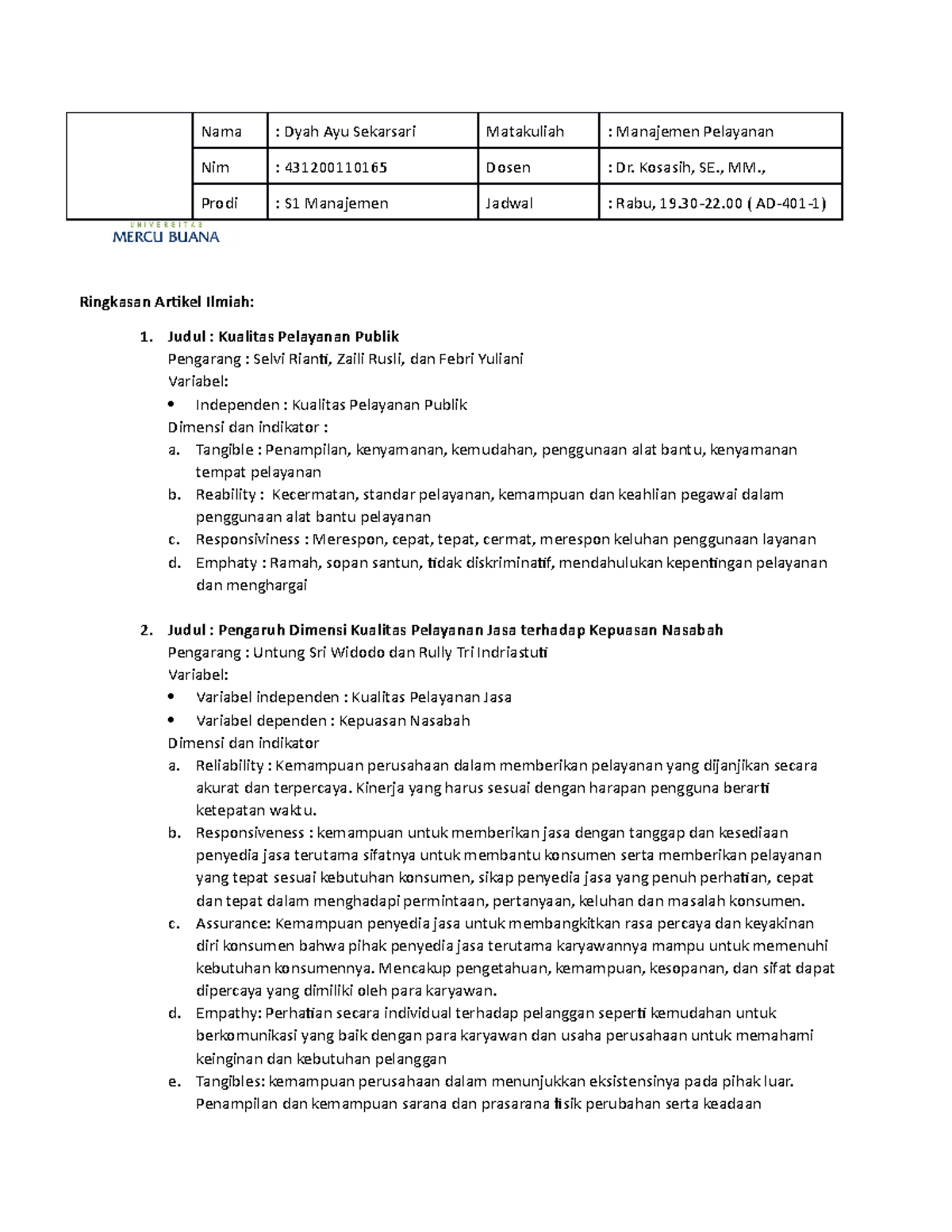 Contoh (basic) - Manajemen - Nama : Dyah Ayu Sekarsari Matakuliah ...