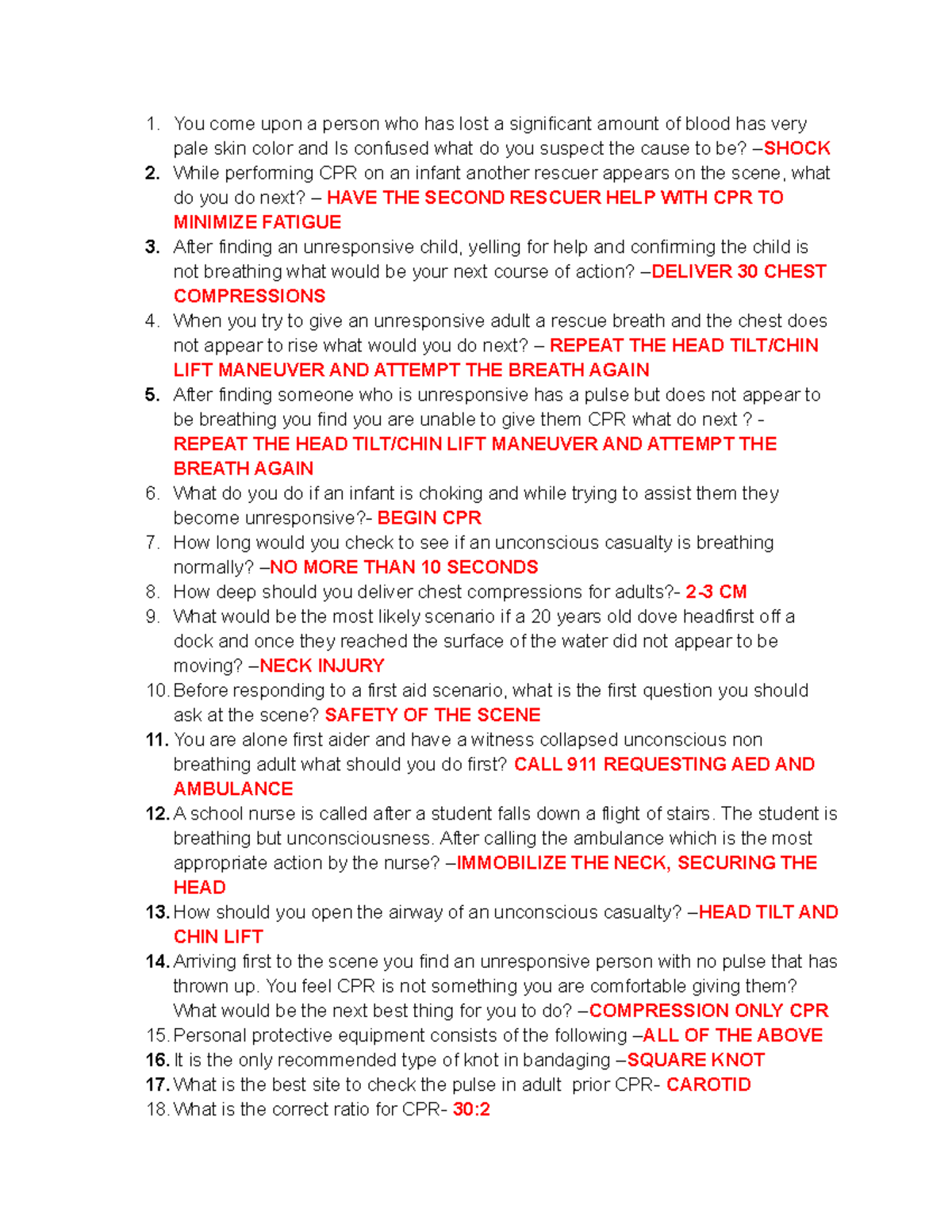 EDN RLE QUIZ 1 - QUIZ/NOTES - You come upon a person who has lost a ...