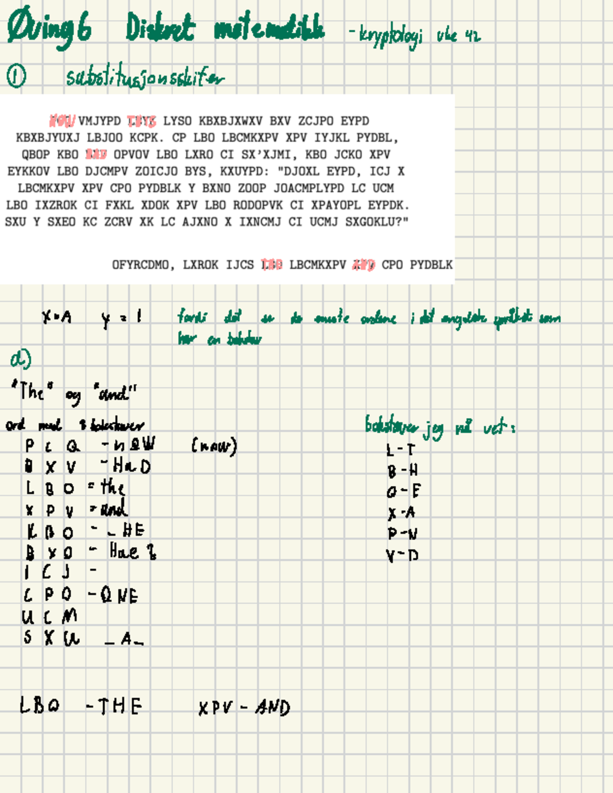Diskret Matematikk øving 6 - Doing G Diskret matematill kryptologi the ...