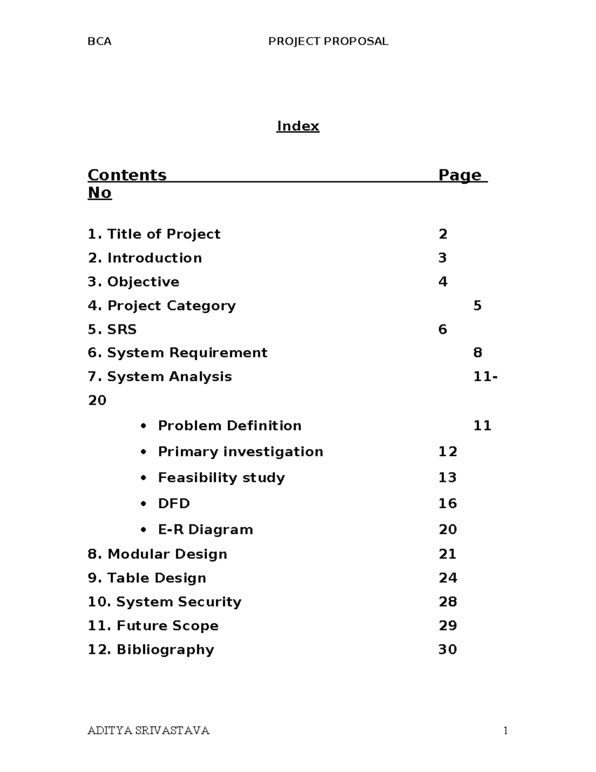project proposal - Index Contents Page Title of Project No Introduction ...