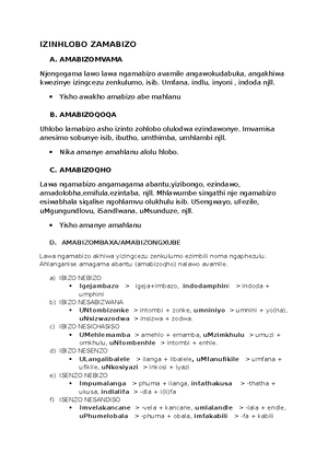 Izigaba Zamabizo ( Ziyaqhathaniswa) - IZIGABA ZAMABIZO DOKE MEINHOF ...