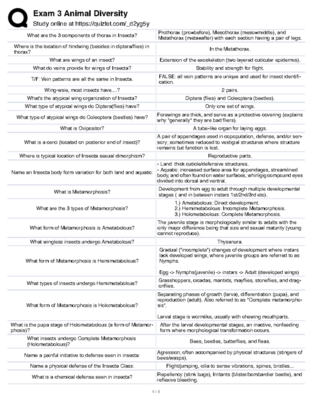 Animal Diversity Study Guide - Exam 3 Animal Diversity Study online at ...