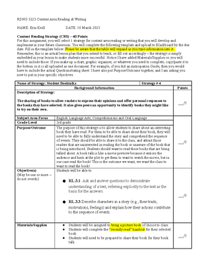 Article review - assignment - RDNG 3223 – Reading and Writing in the ...
