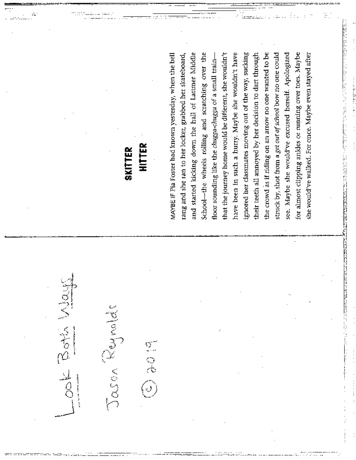 Jamyia Ellis - Skitter Hitter - Look Both Ways Jason Reynolds SKITTER ...