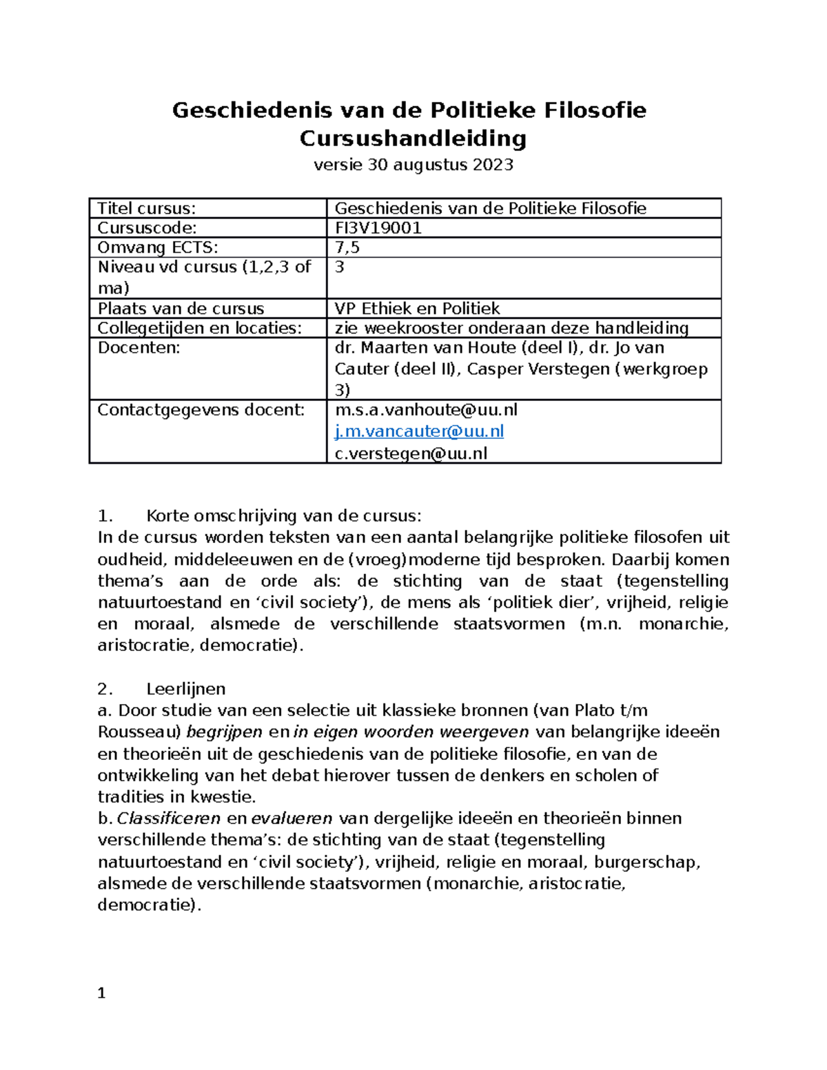 Cursushandleiding Pol Fil 2023 - Geschiedenis van de Politieke ...