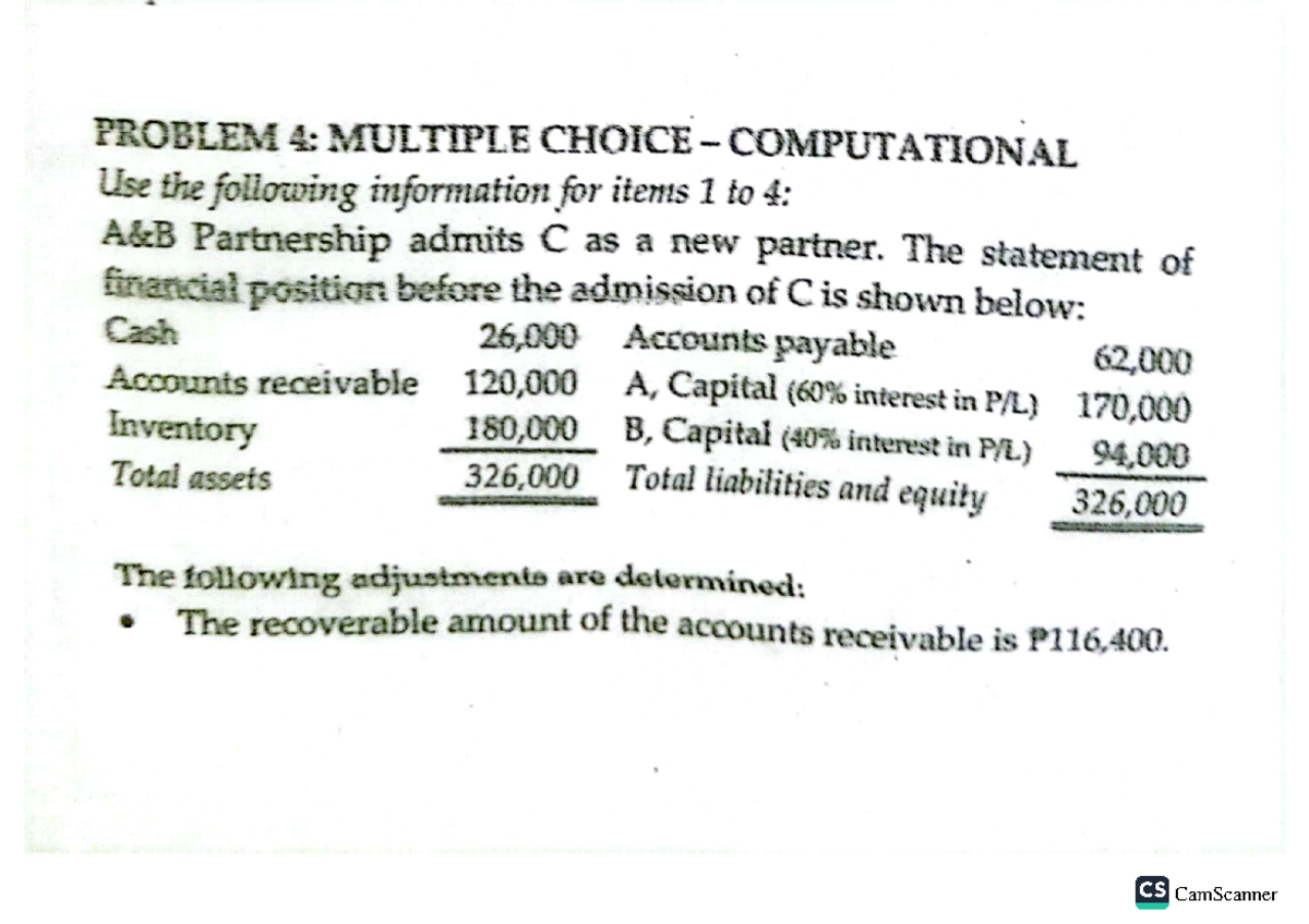 Spetra chap3 - Special transaction chapter 3 computations - PROBLEM 4: MULTIPLE CHOICE ...