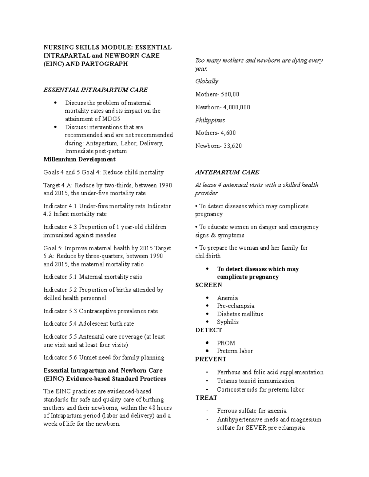 EINC-reviewer - NURSING SKILLS MODULE: ESSENTIAL INTRAPARTAL and ...