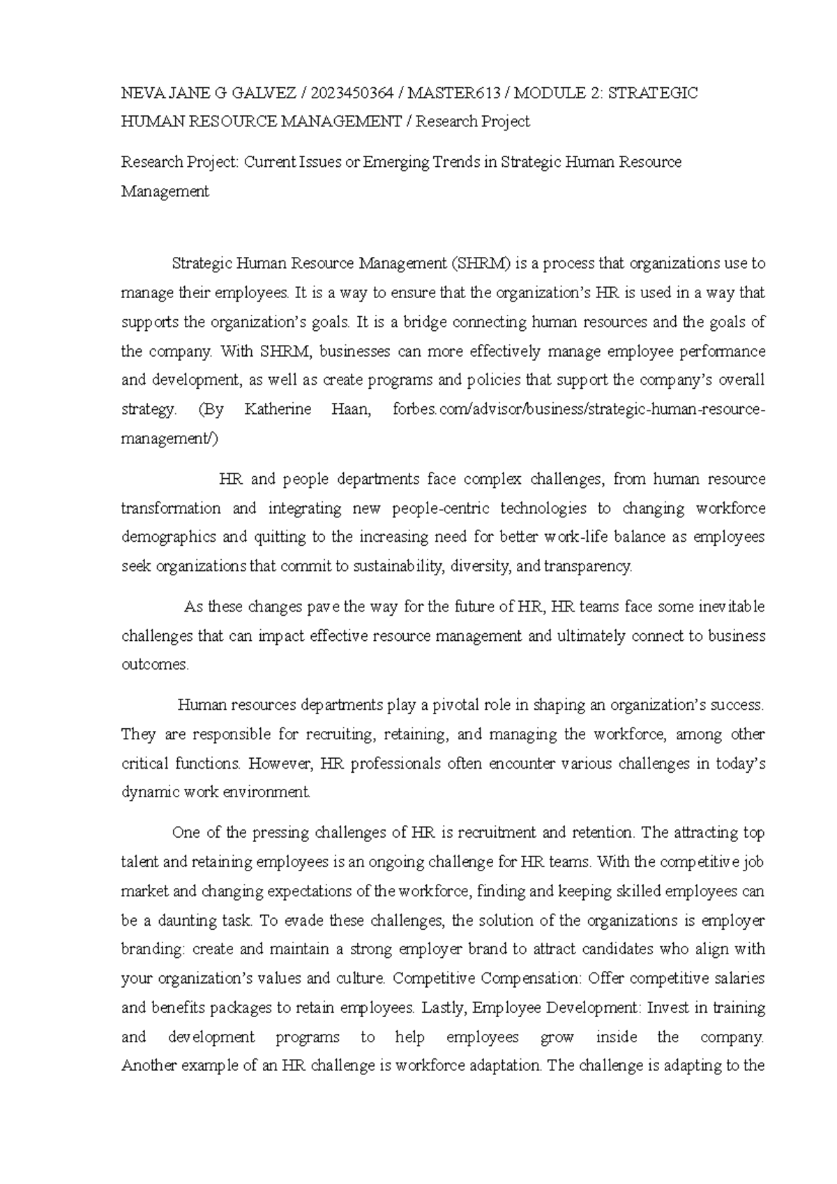 Master 613 Module 2 Research Project - NEVA JANE G GALVEZ / 2023450364 ...