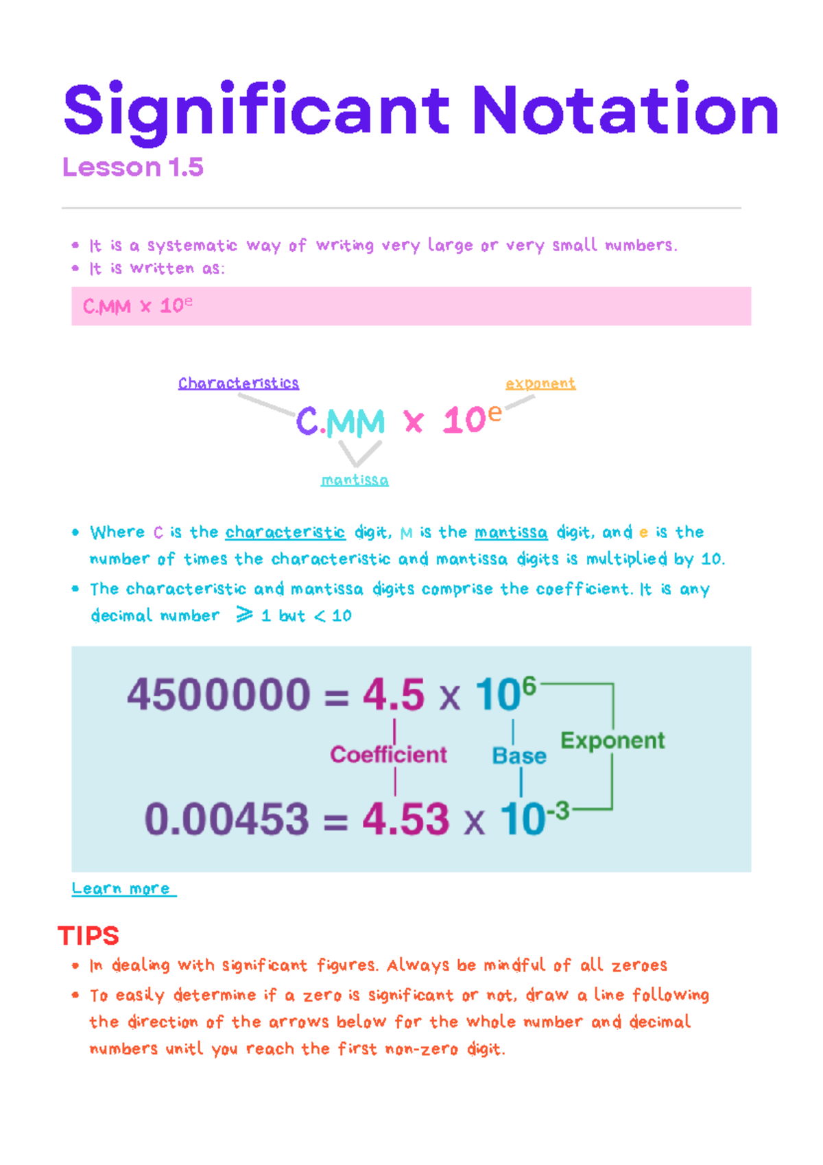Grade 7 First Quarter Significant Notation Lesson 1.5 Q1 - C x 10ᵉ C x ...