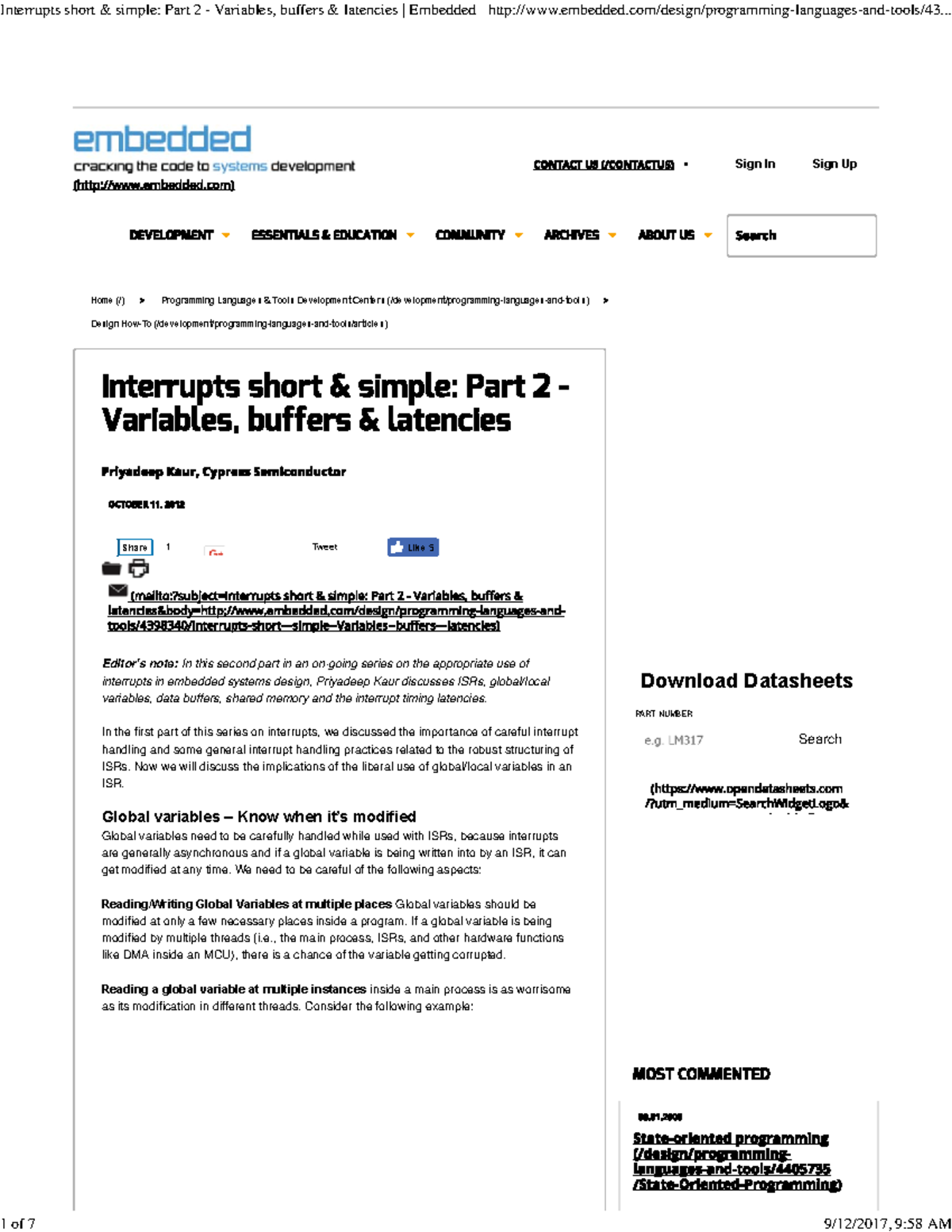Interrupts Short And Simple Part 2 Variables Buffers And Latencies Embedded Sign In Sign Up