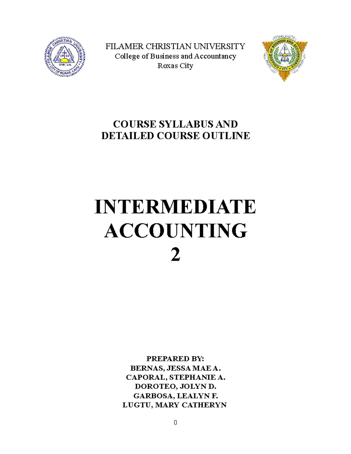 Course-Syllabus and Detailed Course Outline - FILAMER CHRISTIAN ...