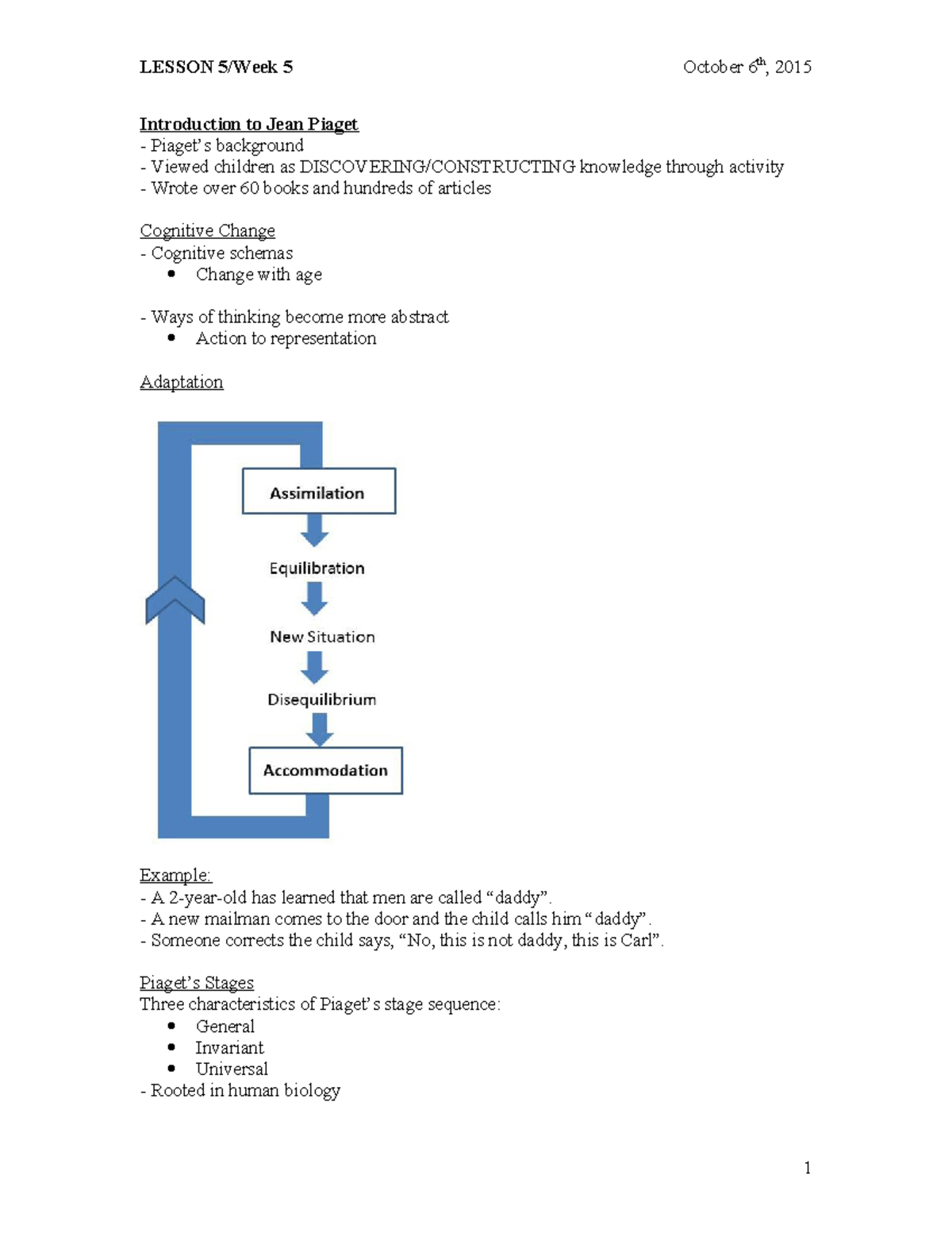 Lesson 5 - Introduction to Jean Piaget Piaget’s background Viewed ...