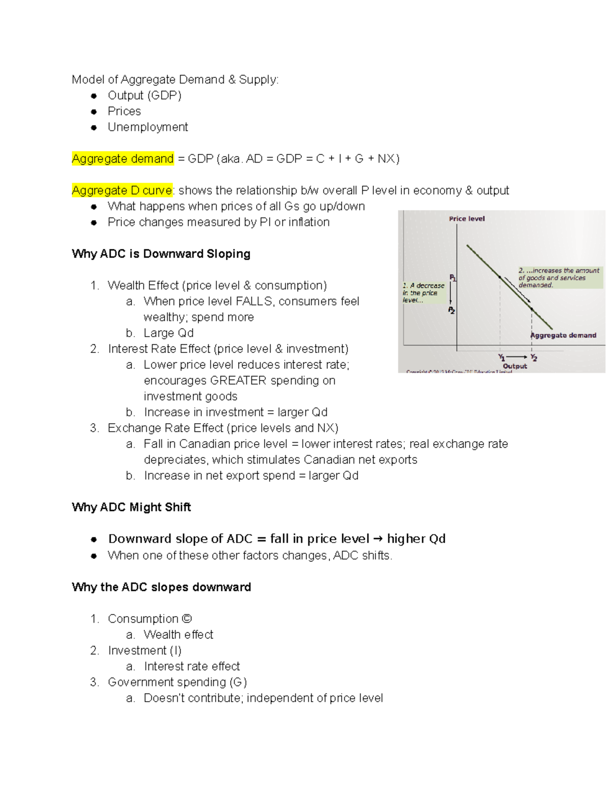 Ch. 11 - Aggregate Demand & Supply - Model of Aggregate Demand & Supply ...