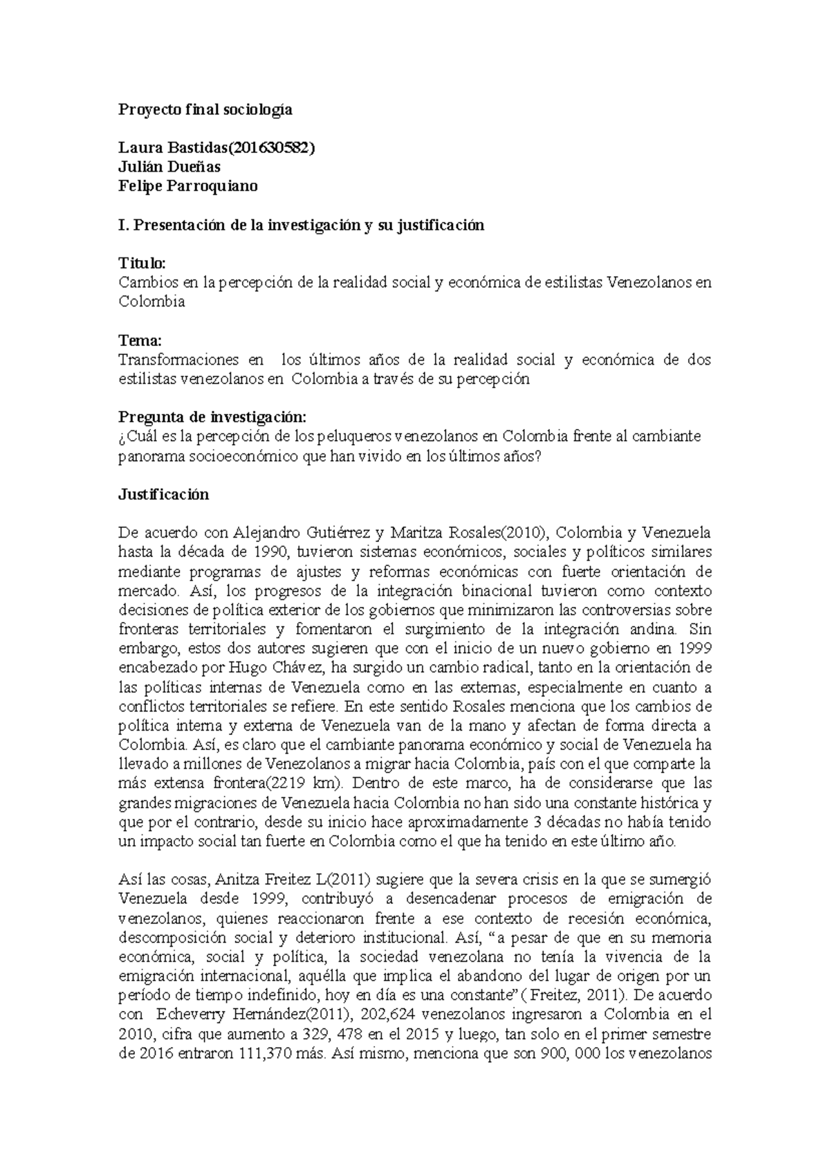 Proyecto final sociología - Proyecto final sociología Laura Bastidas ...