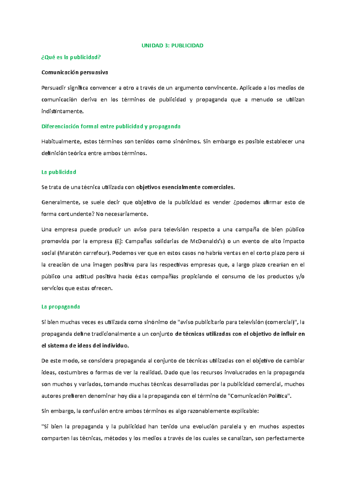 PublicidadNZGFJAZJ - UNIDAD 3: PUBLICIDAD es la publicidad? persuasiva ...